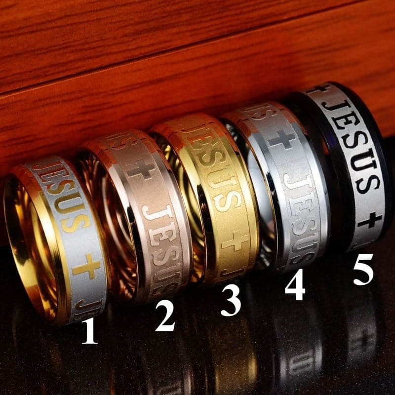 JESUS Cross Prayer Bible Faith Letter Multi Design Statement Ring for ...